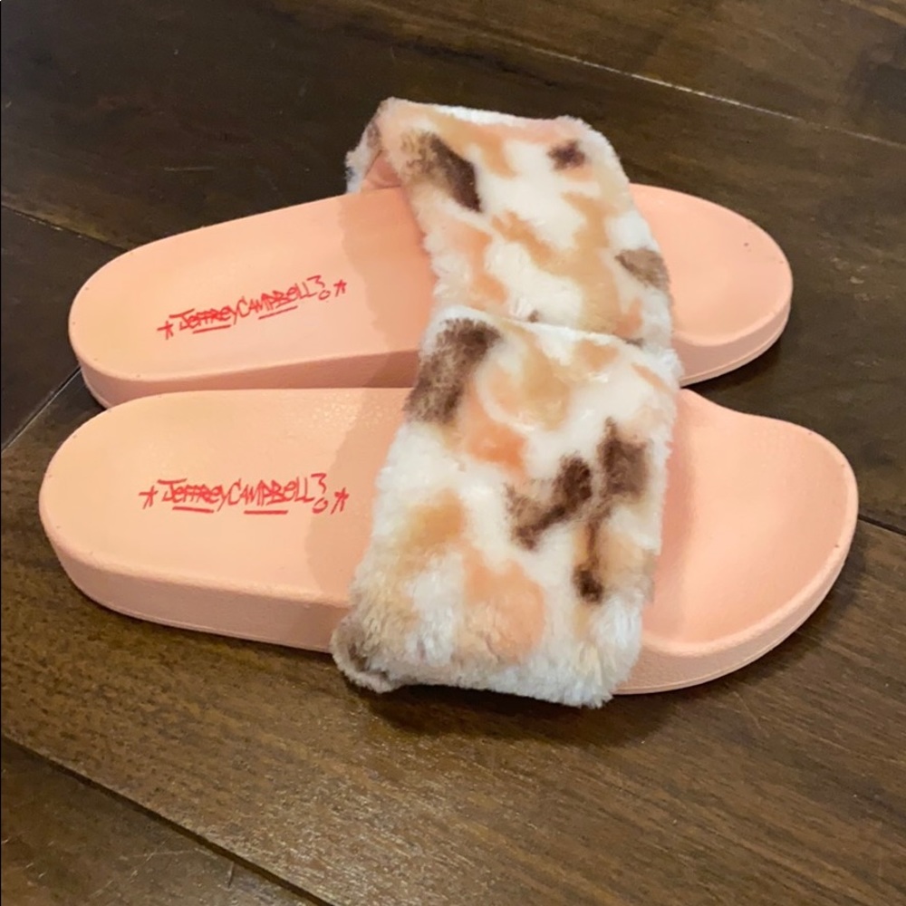 Jeffrey Campbell Furry Slides - Gem